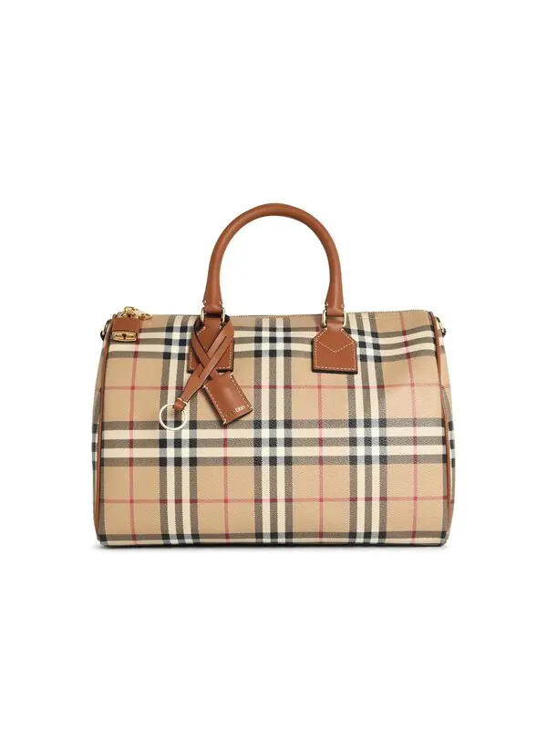Burberry Medium Bowling Bag In Cotton Blend - Cream