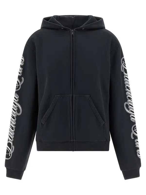 Balenciaga Cursive Embroidery Hoodie - Black