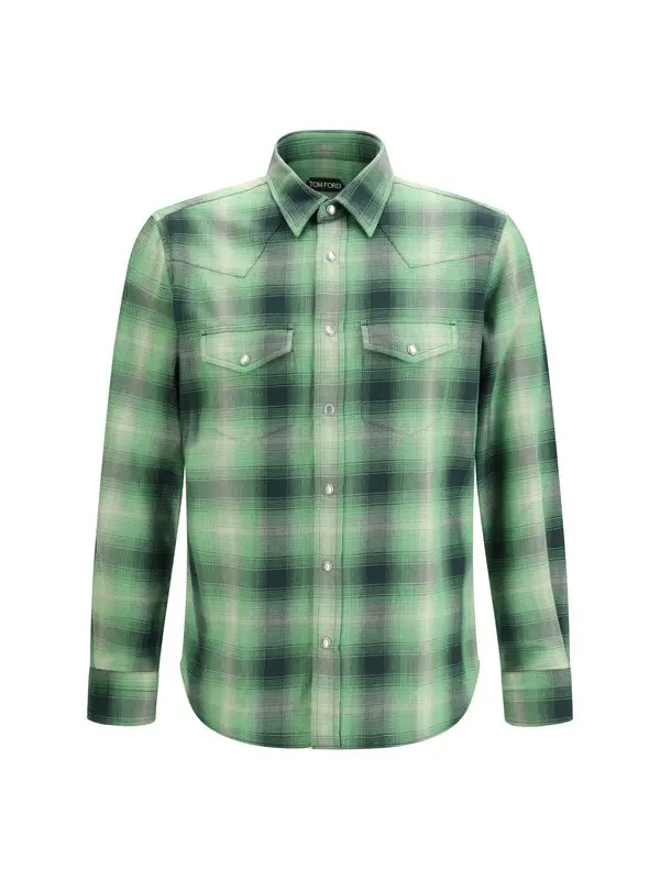 TOM FORD Check Shirt - Green
