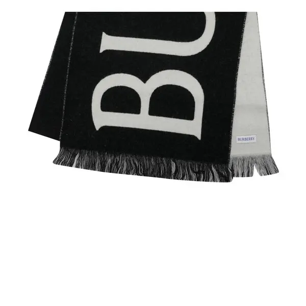 Burberry Logo And B Shield Scarf - Black