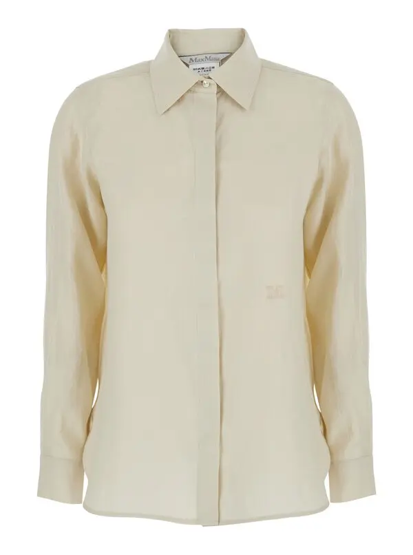 Max Mara Linen Long-sleeved Shirt With Classic Collar - Multicolor