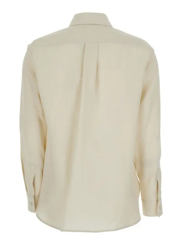 Max Mara Linen Long-sleeved Shirt With Classic Collar