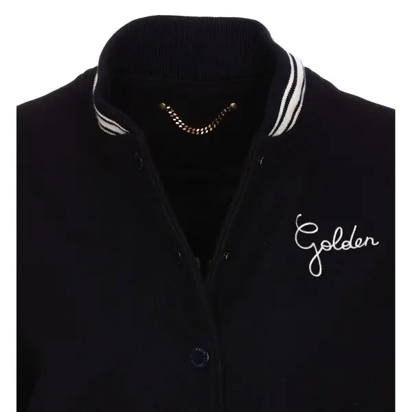 GOLDEN GOOSE Embroidered Logo Bomber Jacket - Blue