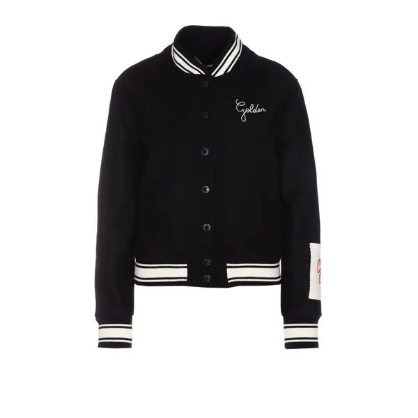 GOLDEN GOOSE Embroidered Logo Bomber Jacket - Blue