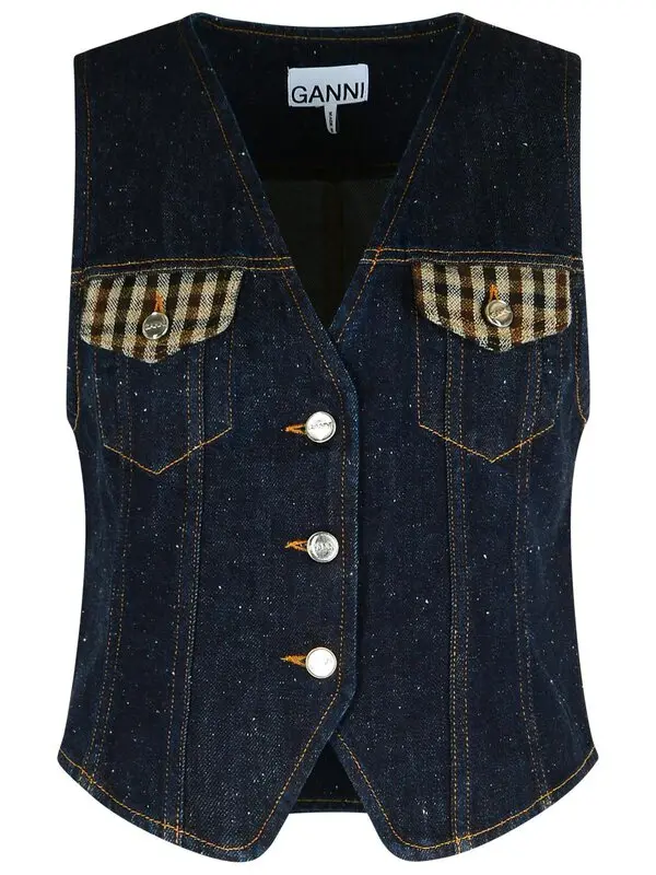 GANNI Cotton Vest With Patch Pockets