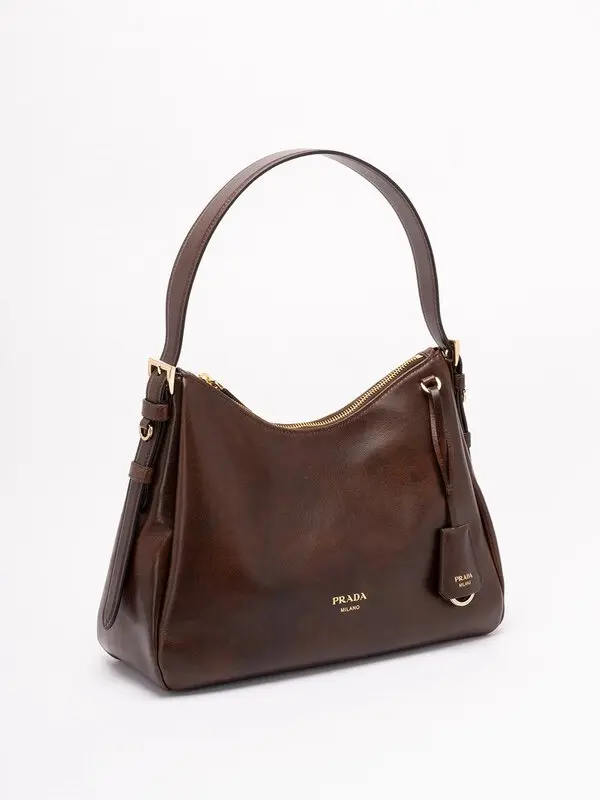 Prada Leather Shoulder Bag With Logo Detail