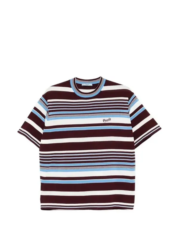 Prada Striped Cotton Round Neck Sweater