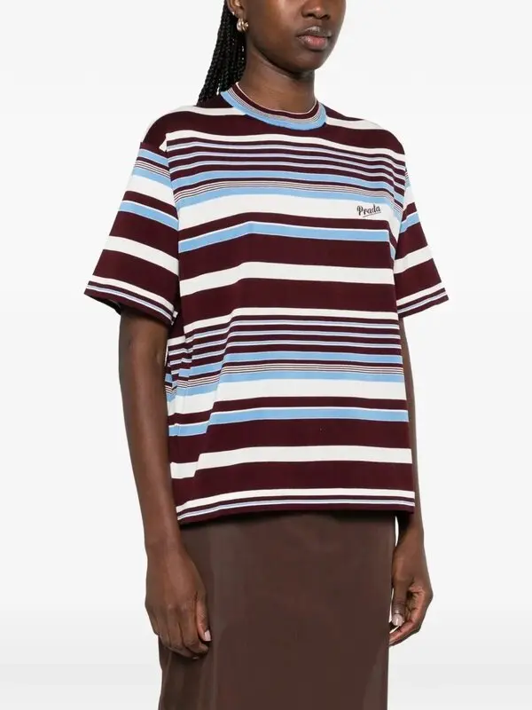 Prada Striped Cotton Round Neck Sweater