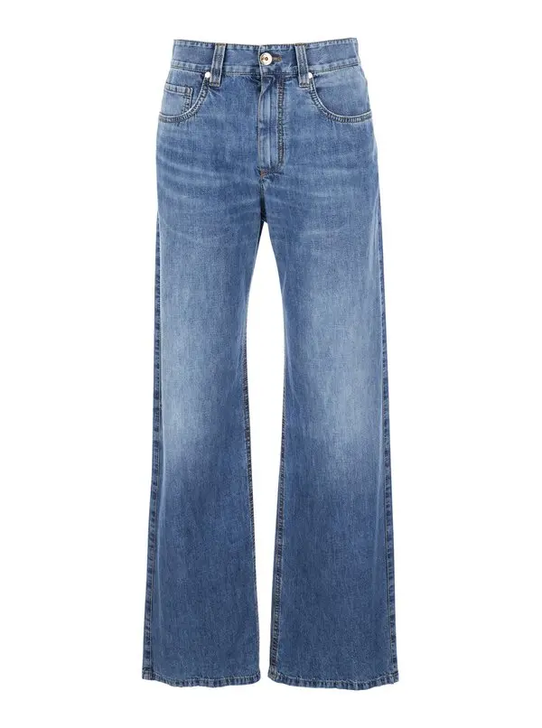 Brunello Cucinelli Boyfriend Blue Denim Jeans - Multicolor
