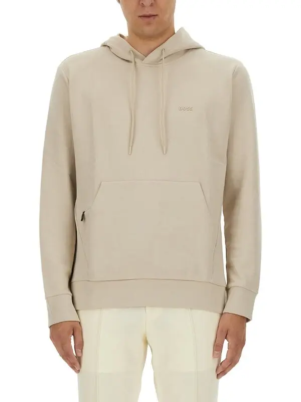 BOSS Sweatshirt With Logo Detail - Cream