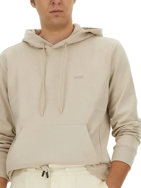 BOSS Sweatshirt With Logo Detail - Cream