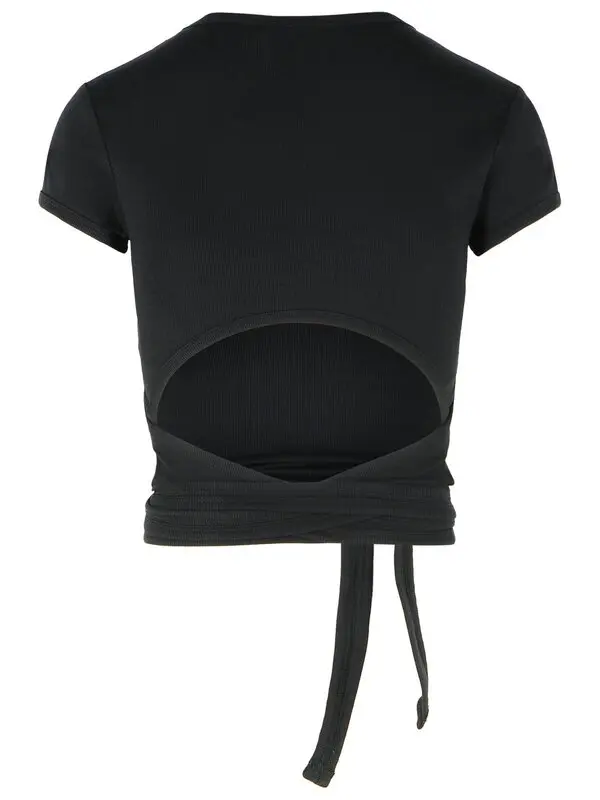 DIESEL® Bunny" Ribbed Cotton T-shirt With Tonal Logo And Side Laces - Black