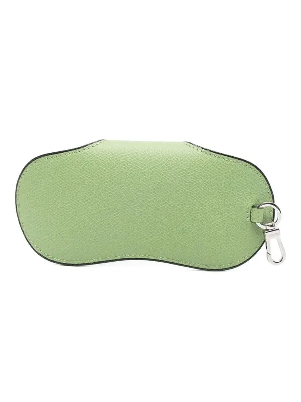 VALEXTRA Green Grained Leather Sunglass Case With Silver-tone Hardware