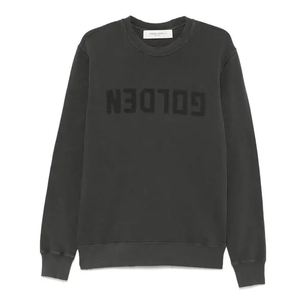 GOLDEN GOOSE Cotton Distressed Logo Sweatshirt - Gray