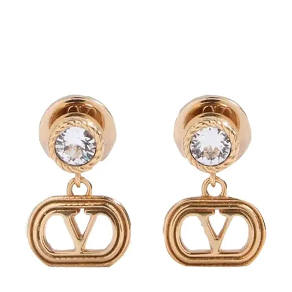 Valentino Garavani Ovalette Swarovski Crystal Stud Earrings - Gold