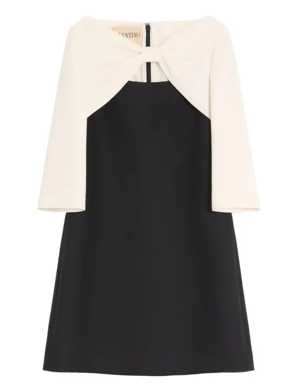 Valentino Garavani Wool And Silk Mini Dress With Contrasting Sleeves And Bow Detail - Multicolor