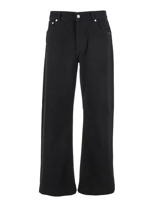 Alexander McQueen Black Denim Jeans With Logo Patch - Multicolor