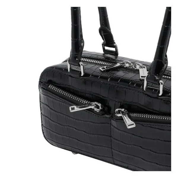 SELF-PORTRAIT Croc Effect Leather Mini Shoulder Bag