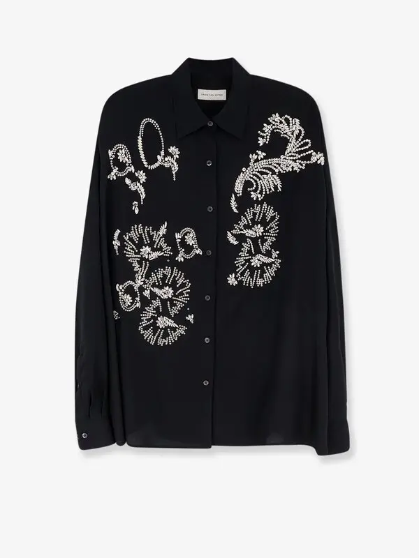 Dries Van Noten Rhinestone Embellished Oversize Shirt - Black