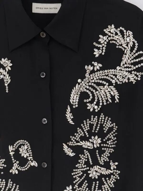 Dries Van Noten Rhinestone Embellished Oversize Shirt