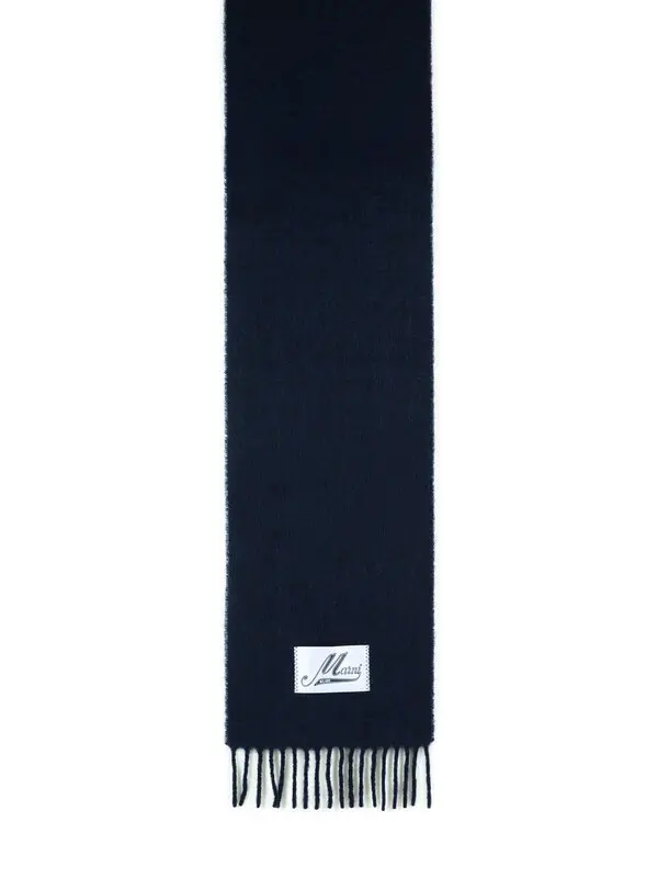 Marni Dark Brushed Alpaca Blend Scarf - Blue