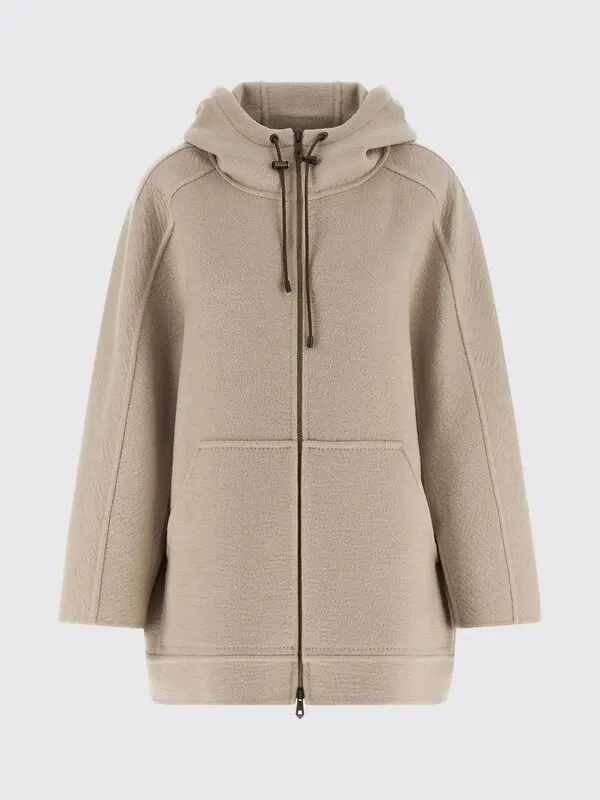 Max Mara Cashmere Zip-up Hooded Coat - Cream