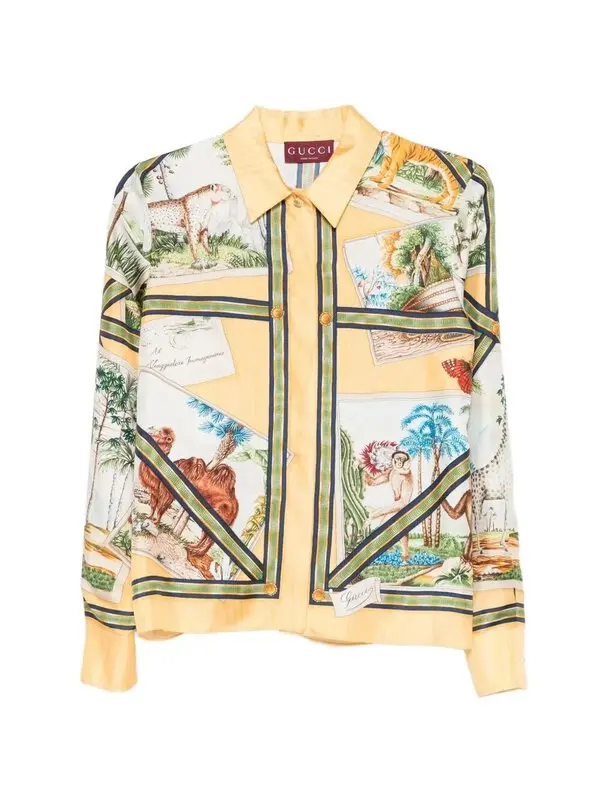 Gucci Silk All-over Landscape Print Shirt - Multicolor