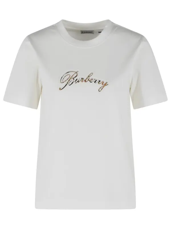 Burberry Cotton T-shirt With Logo Patch - White