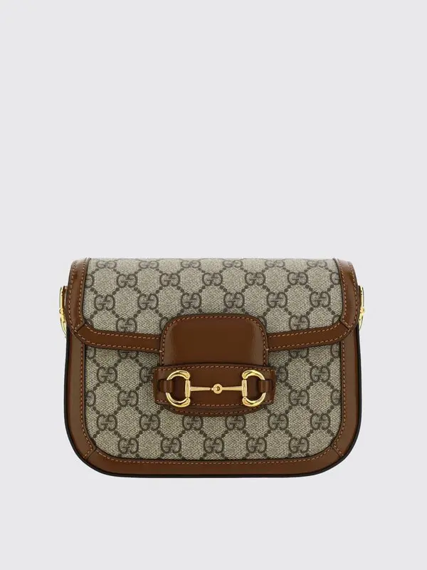 Gucci Horsebit 1955 Gg Supreme Canvas And Leather Bag - Brown