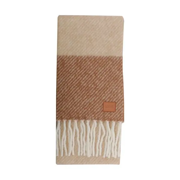 Loewe Logo Alpaca And Wool Scarf - Cream