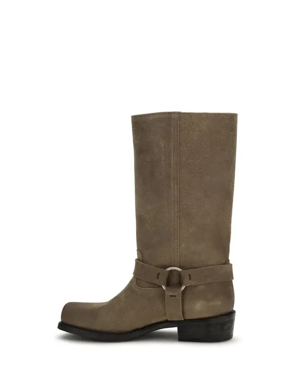 GOLDEN GOOSE Suede Biker Boots - Cream