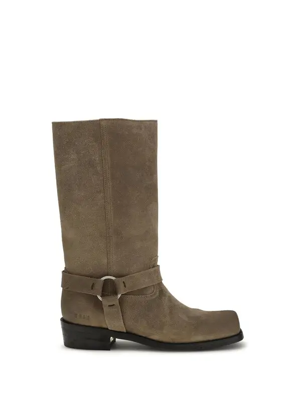 GOLDEN GOOSE Suede Biker Boots - Cream