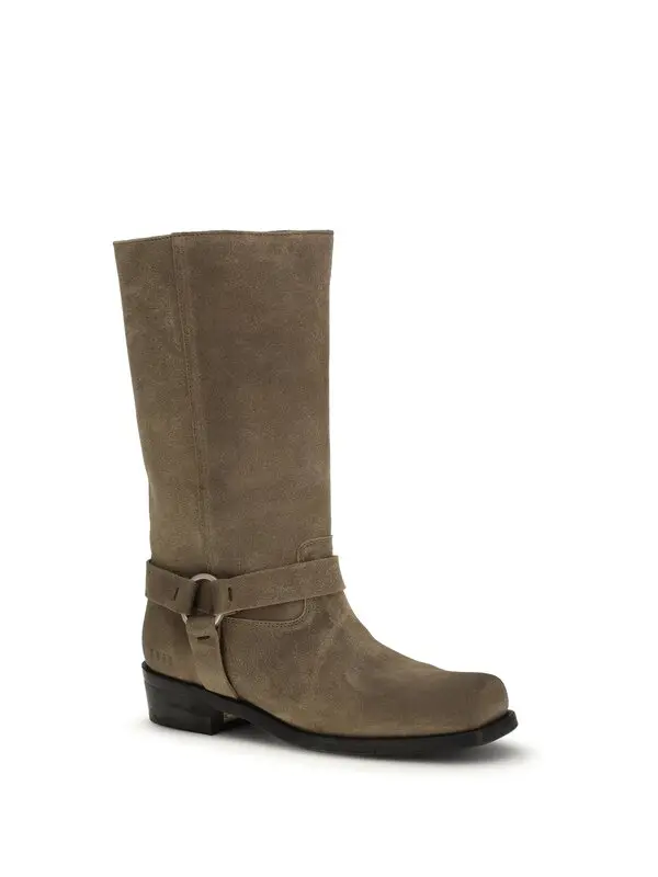 GOLDEN GOOSE Suede Biker Boots - Cream
