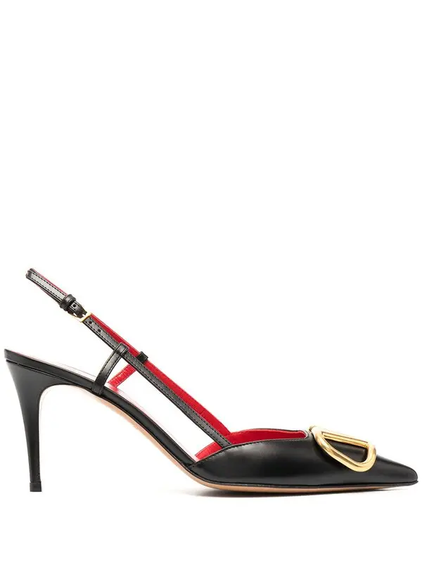 Valentino Garavani Vlogo Signature Leather Slingback Pumps - Multicolor
