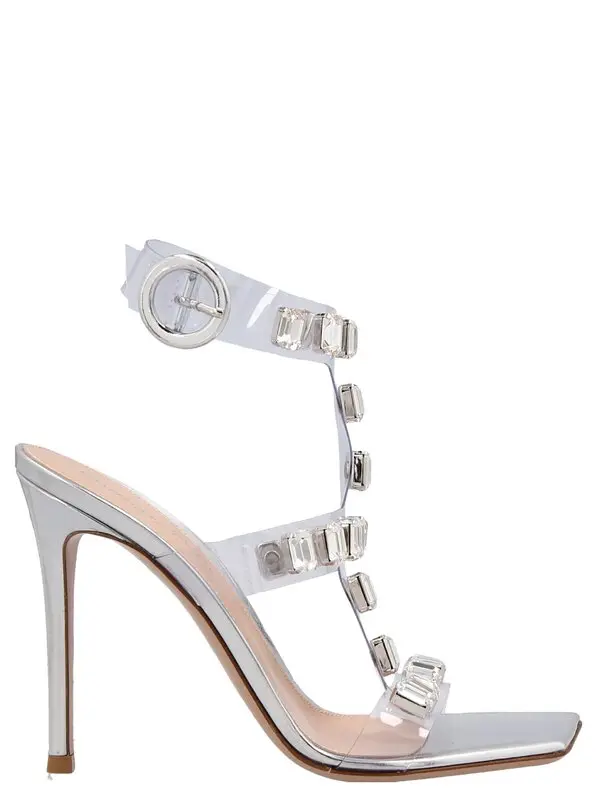 GIANVITO ROSSI Embellished Stiletto Sandals - Silver