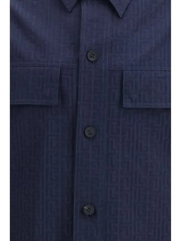 Balmain Cotton Monogram Jacquard Overshirt - Blue