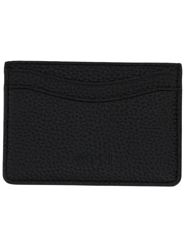 GANNI Card Holder With Logo - Black