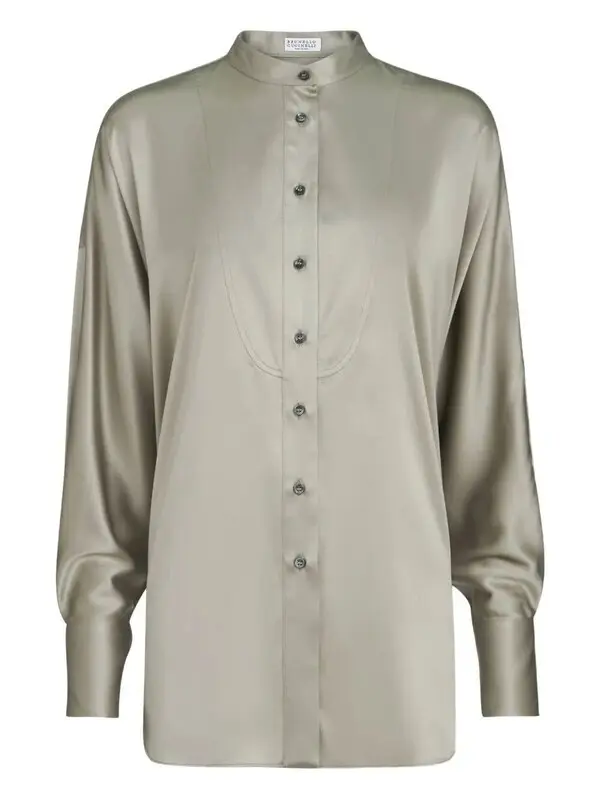 Brunello Cucinelli Silk Band Collar Shirt