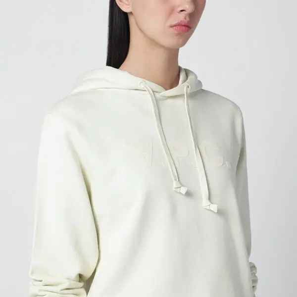 A.p.c. Ecru Cotton Logo Print Hoodie