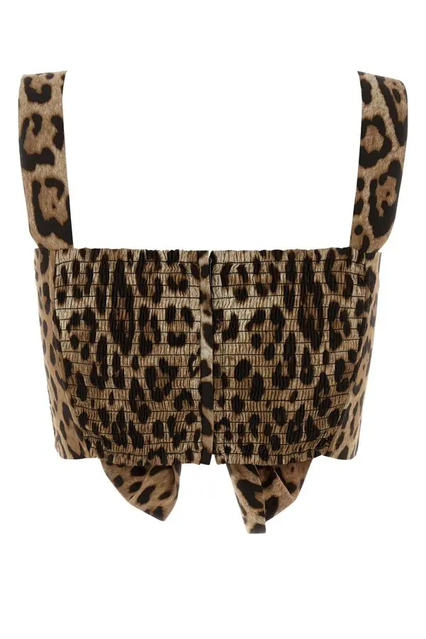 Dolce & Gabbana Printed Poplin Top With Bow Detail - Multicolor