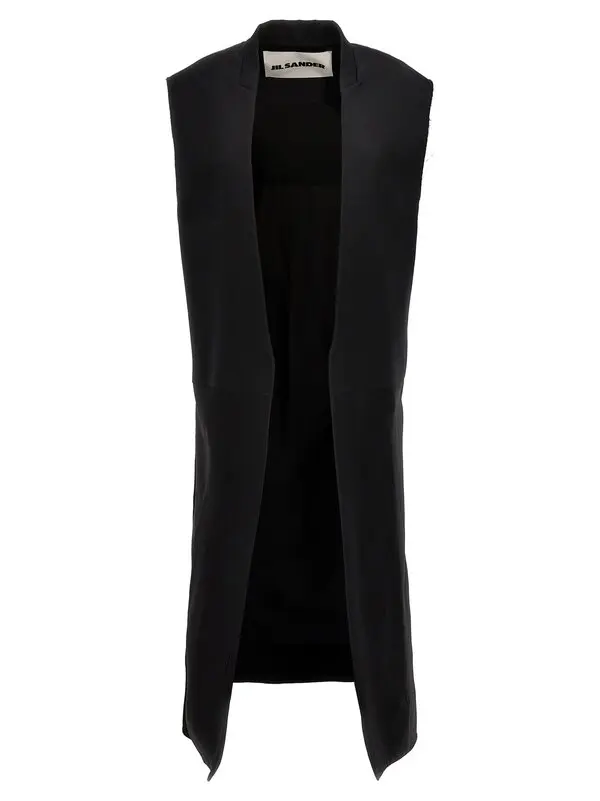 JIL SANDER Two-material Long Vest With Removable Belt
