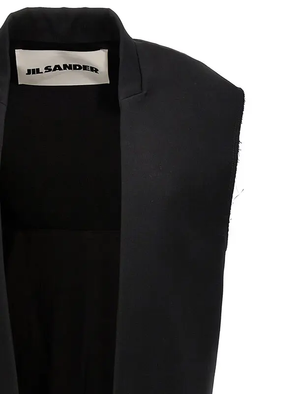 JIL SANDER Two-material Long Vest With Removable Belt