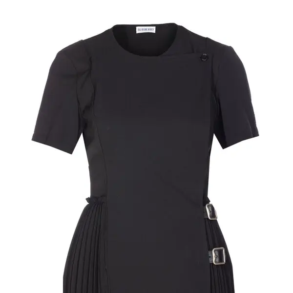Burberry Wool Blend Kilt Dress With Buckle Detail