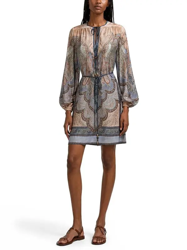 Zimmermann Wonderlust Tunic Silk Paisley Print Long Sleeve - Multicolor