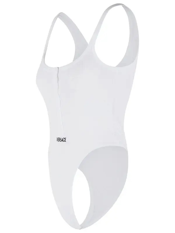 Versace Stretch Cotton Bodysuit With Embroidered Logo