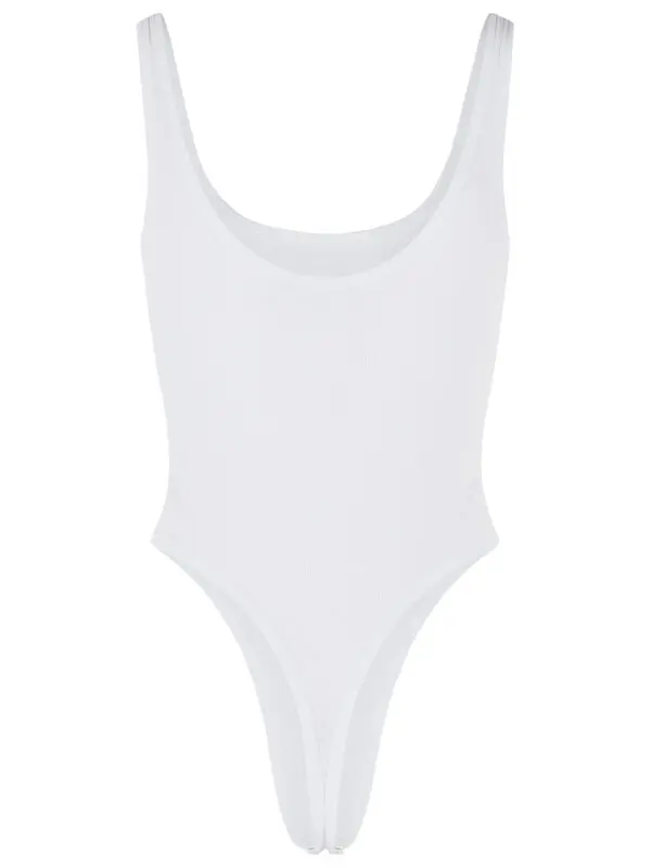 Versace Stretch Cotton Bodysuit With Embroidered Logo