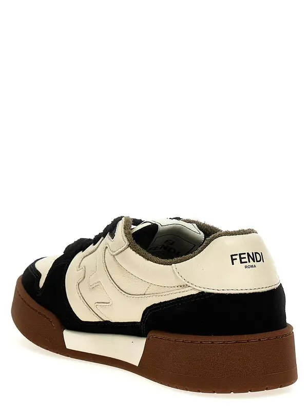 Fendi Match Calfskin Leather And Suede Lace-up Sneakers - Multicolor