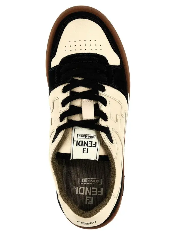 Fendi Match Calfskin Leather And Suede Lace-up Sneakers - Multicolor