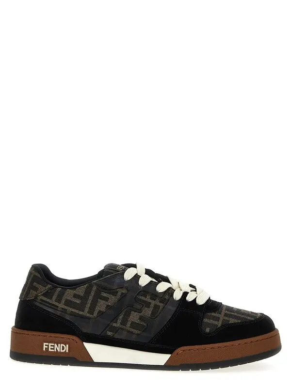 Fendi Match Calfskin Leather And Suede Lace-up Sneakers - Multicolor
