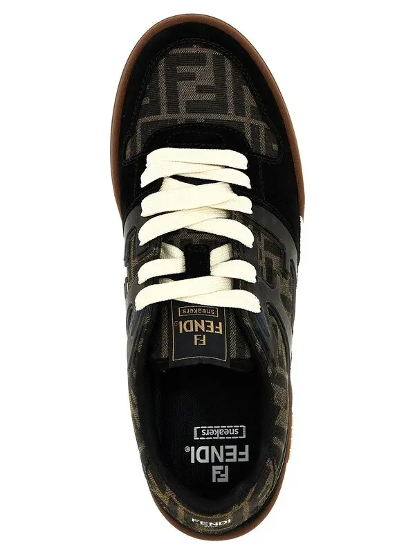 Fendi Match Calfskin Leather And Suede Lace-up Sneakers - Multicolor